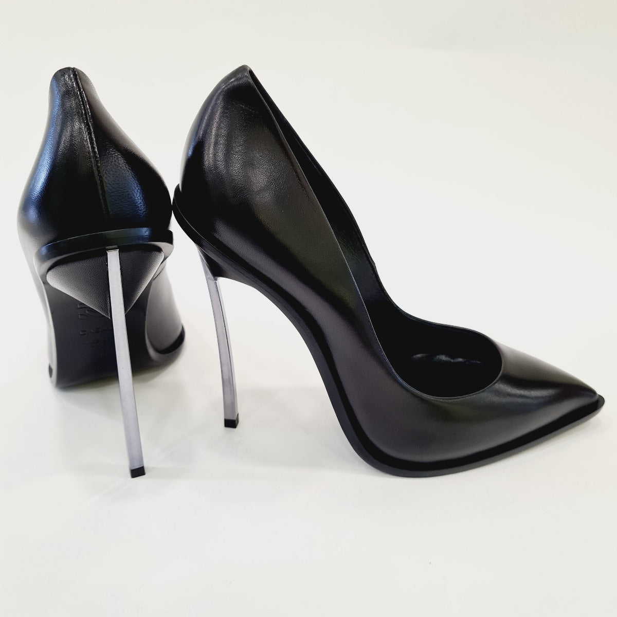 Casadei decoltè tacco blade oro alto 12 cm. plateau 1 cm. pelle Black ...